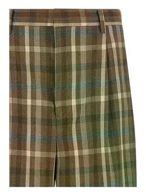 Auralee Check Pattern Wide-leg Trousers - Brown