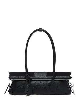 MAISON MARGIELA 5ac Logo Patch Leather Shoulder Bag - Black