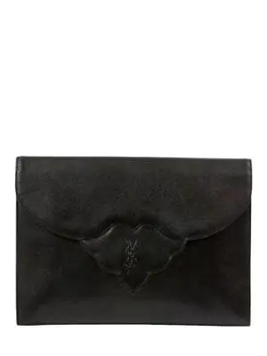 Saint Laurent 1980s Logo-embossed Clutch Bag - Black