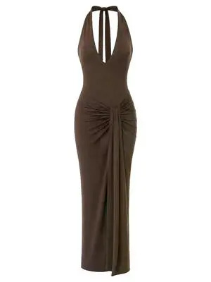 BAOBAB Donatella Ruched Gown Brown