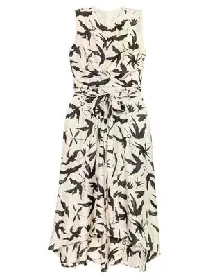 Altuzarra Bird-print Wrap-style Dress - Neutrals