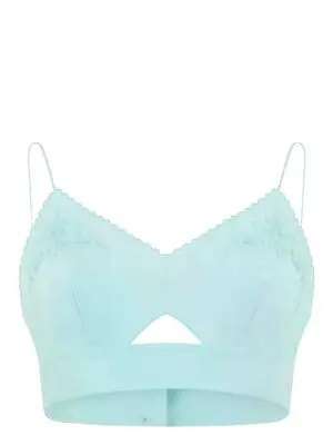 Alberta Ferretti Scalloped Floral-embroidered Top - Blue