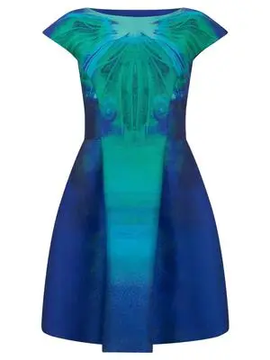 Alberta Ferretti Printed Trapeze Mini Dress - Blue