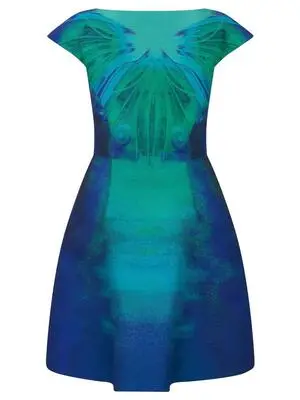 Alberta Ferretti Printed Trapeze Mini Dress - Blue