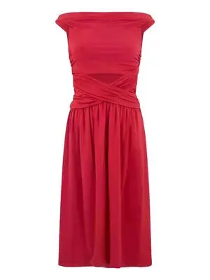 ALBERTA FERRETTI Pleated Crossover-waist Midi Dress