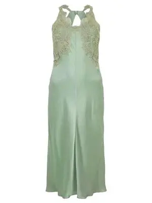 Alberta Ferretti Lace-panel Silk Maxi Dress - Green