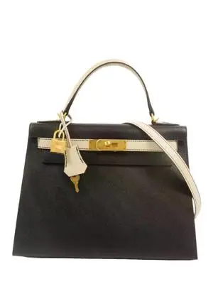 Hermès 28 Kelly Tote Bag In Grained Leather With Gold-tone Hardware - Black