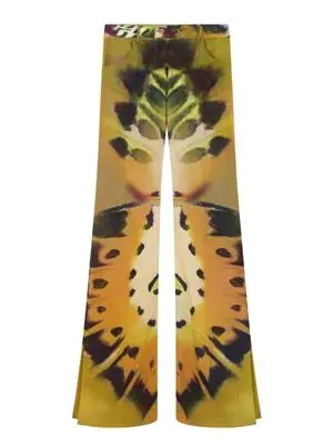 Alberta Ferretti Butterfly Print Straight-leg Trousers - Yellow
