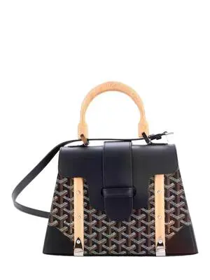 Goyard Saigon Top Handle Bag Coated Canvas With Leather Pm Satchel - Black