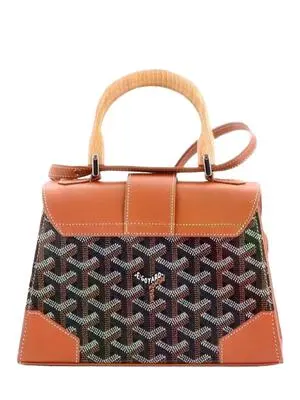 Goyard Structured Saigon Top Handle Bag Coated Canvas With Leather Mini Satchel - Brown