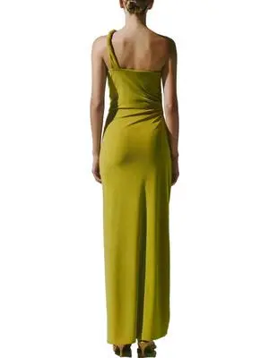 BAOBAB Celele Ruched One-shoulder Gown - Green