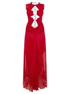Alberta Ferretti Cut-out Ruched Maxi Dress - Red