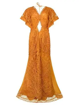 ALBERTA FERRETTI Alberta Ferretti Cut-Out Silk Party Dress