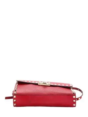 Valentino Garavani Rockstud Flip Lock Flap Bag Leather Medium Crossbody Bag - Red