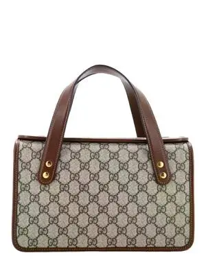 Gucci Horsebit 1955 Boston Bag Gg Coated Canvas Small Satchel - Brown