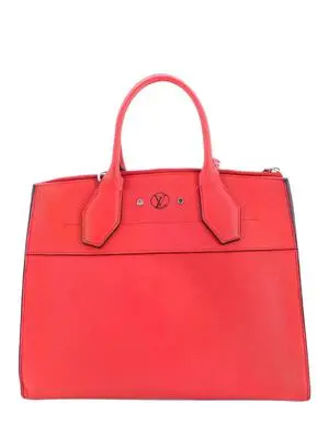 LOUIS VUITTON City Steamer Leather Mm Tote Bag - Red