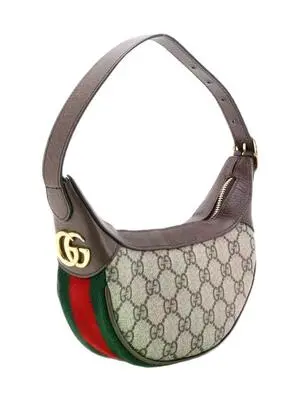 Gucci Ophidia Half Moon Bag Gg Coated Canvas Mini Hobo Bag - Brown
