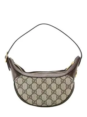 Gucci Ophidia Half Moon Bag Gg Coated Canvas Mini Hobo Bag - Brown