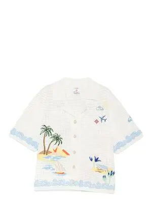 Casablanca Crochet-knit Embroidered Shirt - White