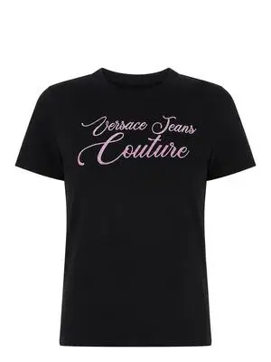 Versace T-shirt With Logo Embellishment - Black