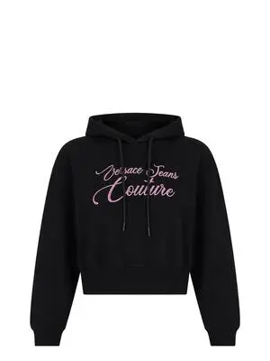 Versace Felpa Cropped Con Logo - Black