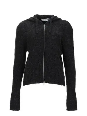 Our Legacy Compact" Zip-up Knit Hoodie - Charcoal