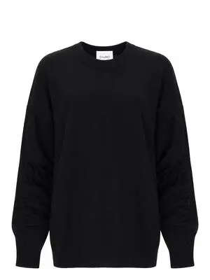 NUDE Crew Neck Knit With Gathered Sleeves - Black