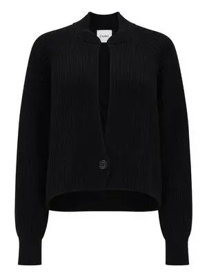 NUDE Ribbed Mini Knit Cardigan - Black