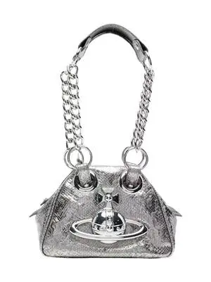 VIVIENNE WESTWOOD Orb Snakeskin-effect Shoulder Bag - Grey