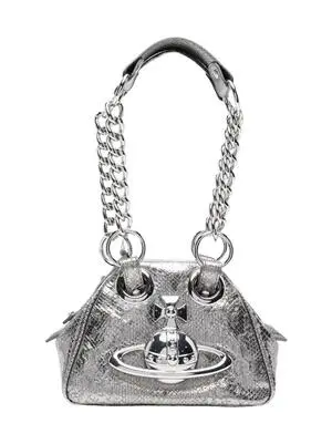 VIVIENNE WESTWOOD Orb Snakeskin-effect Shoulder Bag - Grey