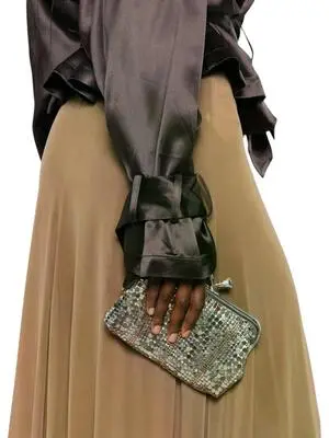 ANYA HINDMARCH Maud Sequin-embellished Frame Clutch Bag - Silver