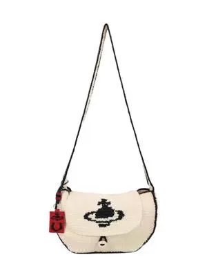 VIVIENNE WESTWOOD Lucky Halfmoon Orb-motif Crochet Shoulder Bag - Neutrals