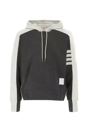 Thom Browne Loopback 4-bar Logo-patch Hoodie - Grey
