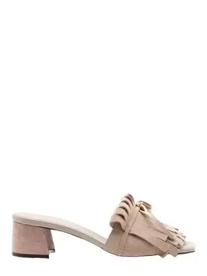 DONNARÌ Fringe Detail Heeled Sandals - Neutrals