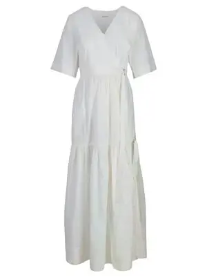 P.a.r.o.s.h Short Sleeve Maxi Dress With Side Tie - White