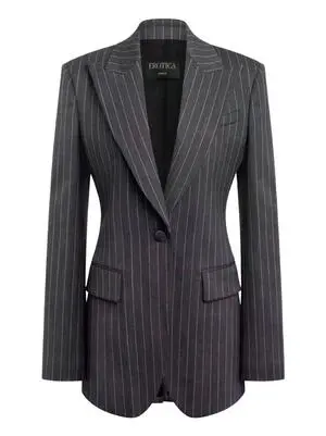 DONDUP Single-breasted Pinstripe Blazer - Grey