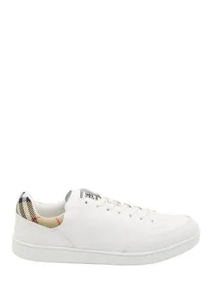 Burberry BURBERRY Low-Top Leather Sneakers With Checked Accents P.whitesan