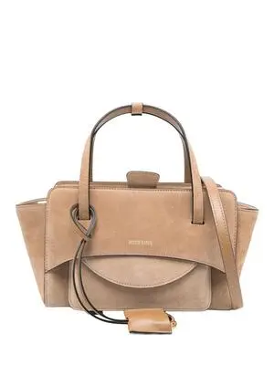 HIDESINS Flap Small Leather Tote Bag - Beige