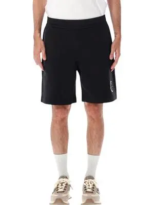 Moncler Cotton Sweat Shorts With Logo Patch - Nero