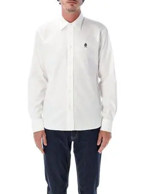 Prada Embroidered Logo Cotton Shirt - Bianco