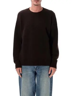 ROBERTO COLLINA Textured Wool Crewneck Sweater - Dark Brown