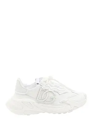 Dolce & Gabbana DOLCE & GABBANA White Leather Lace-Up Sneakers Biancobian