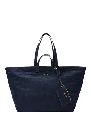 A.p.c. A.P.C. Ofnim Denim Tote Bag With Removable Pouch Blu