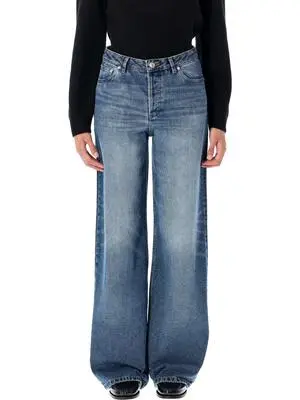 A.p.c. High-rise Wide-leg Jeans - Washed Indigo