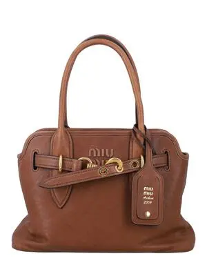 Miu Miu Mini Aventure Leather Handbag - Oak