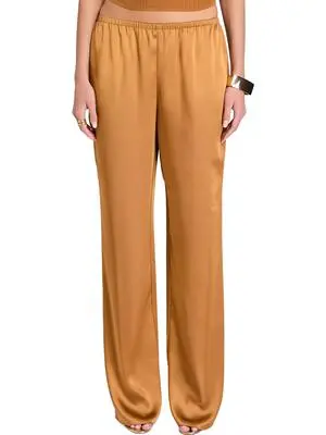 SEROYA Lillian Satin Wide Leg Pants - Dune