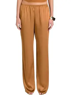 SEROYA Lillian Satin Wide Leg Pants - Dune