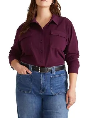 Universal Standard Plus Maine Stretch Flannel Shirt Gamay