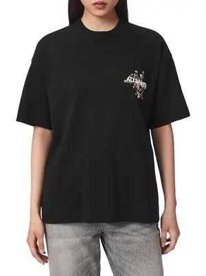 ALLSAINTS Valen Etta Floral Graphic T-shirt - Black
