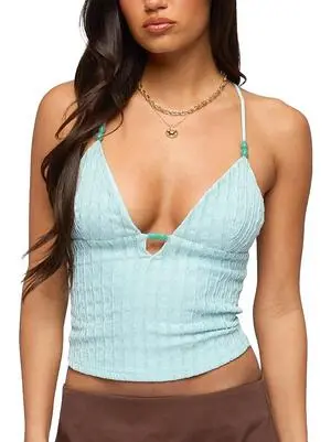EDIKTED Alitah Bead Textured Tank Top - Light-blue